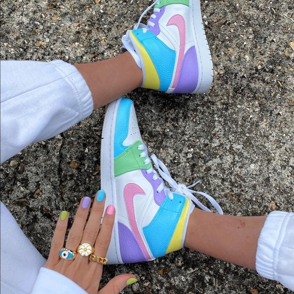 Jordan | Shoes | Nike Air Jordan Mid Custom Multi Color | Poshmark